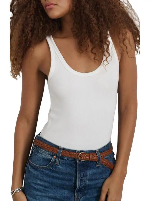ALEX MILL 365 Stretch Cotton Rib Tank - Sea Salt
