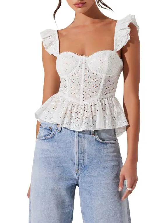Astr The Label Baylin Broderie Anglaise Top - White