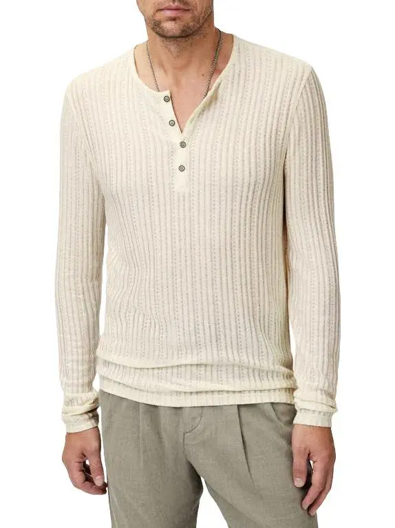 John Varvatos Araujo Regular Fit Rib Henley - Marble
