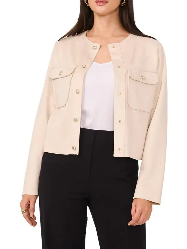 Vince Camuto Raw Edge Cropped Jacket - Natural Sand