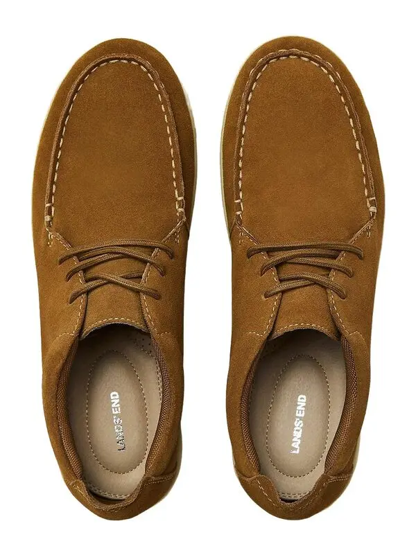 LANDS' END Moc Toe Suede Lace Up Sneakers - Tuscan Brown