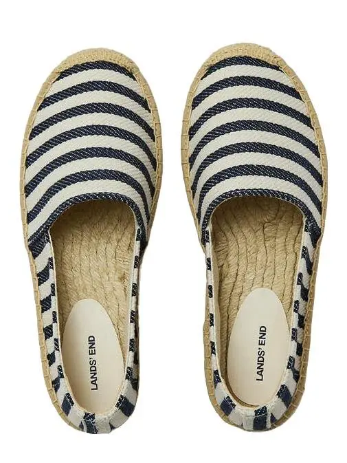 LANDS' END Classic Espadrille Flats - Deep Sea Navy Stripe