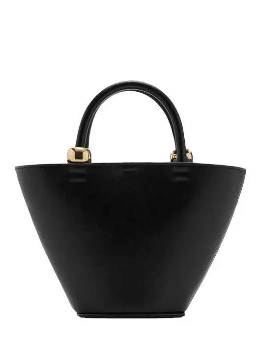 Mango Faux Leather Mini Shopper Bag - Black