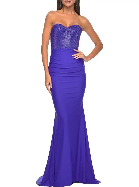 LABOMME Sweetheart Bodice Fitted Gown - Royal Blue
