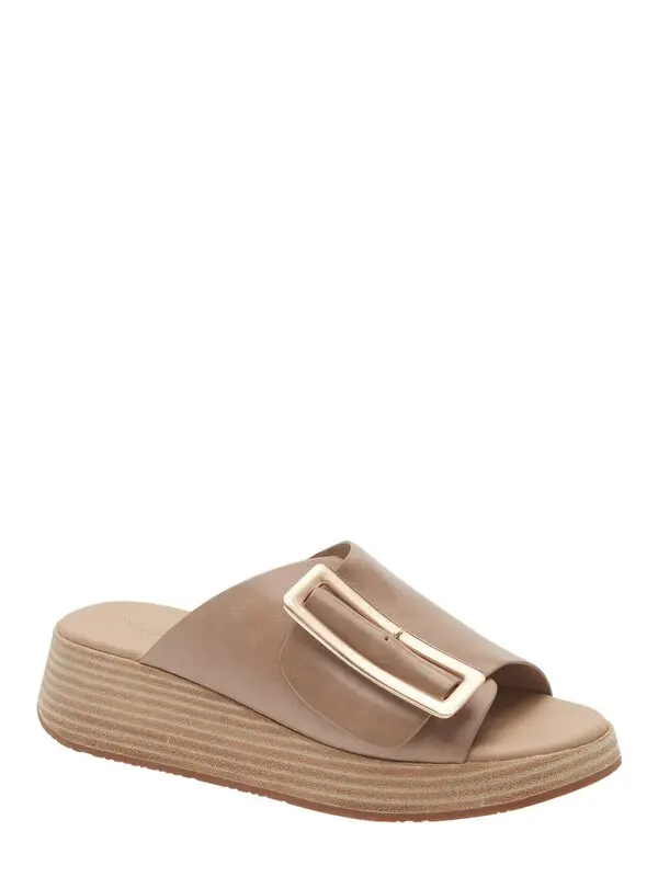 CHOCOLAT BLU Ela Platform Wedge Slide Sandal - Khaki Leather