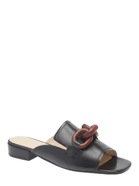 CHOCOLAT BLU Bell Leather Slide Sandal - Black Leather