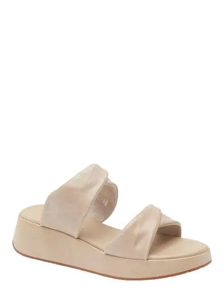 CHOCOLAT BLU Essa Platform Wedge Slide Sandal - White Sand Leather