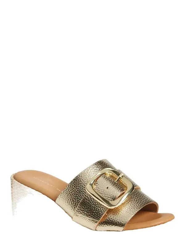 CHOCOLAT BLU Jana Platform Wedge Slide Sandal - Gold Leather