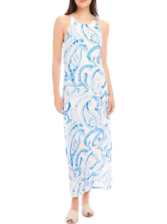 Fifteen Twenty Sera Printed Maxi Dress - Blue/ Ivory