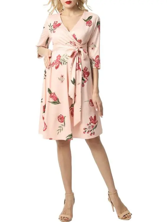 KIMI + KAI Ashley Floral Faux Wrap Maternity Dress - Multicolored