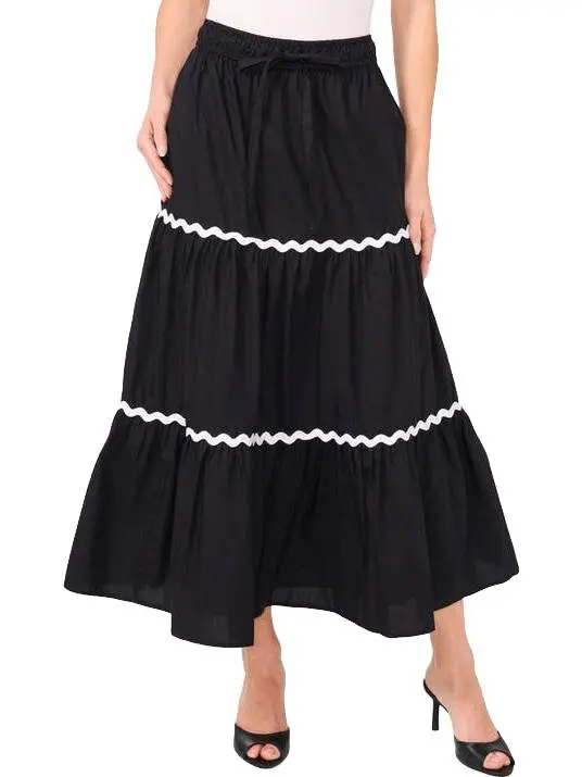 CECE DUPRAZ Rickrack Trim Maxi Skirt - Rich Black