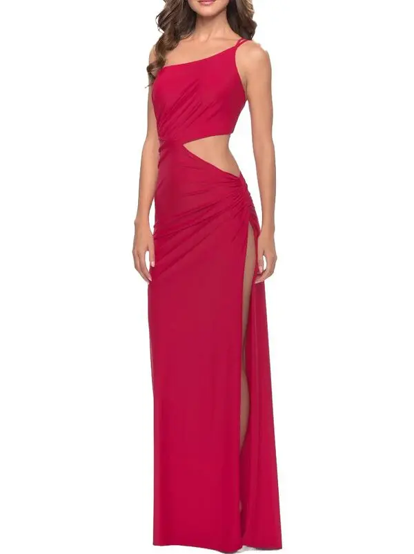 LABOMME One-shoulder Gown With Cut Out - Red