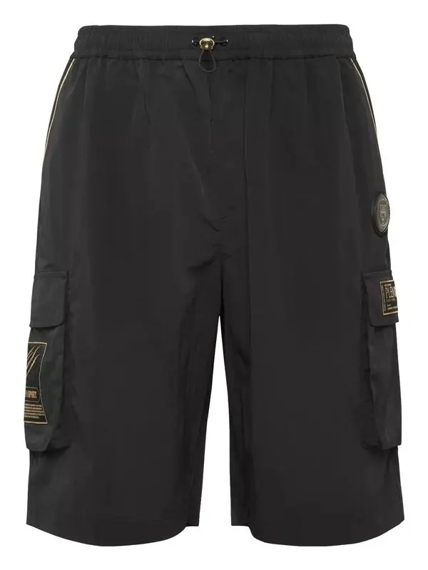 PLEIN SPORT Laminated Cargo Shorts - Black