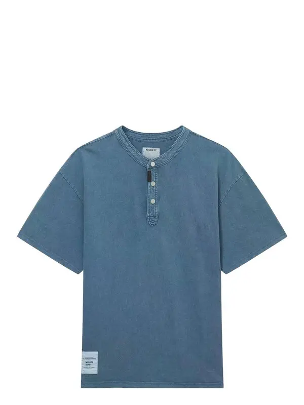 MUSIUM DIV. Buttoned-collar Denim T-shirt - Blue
