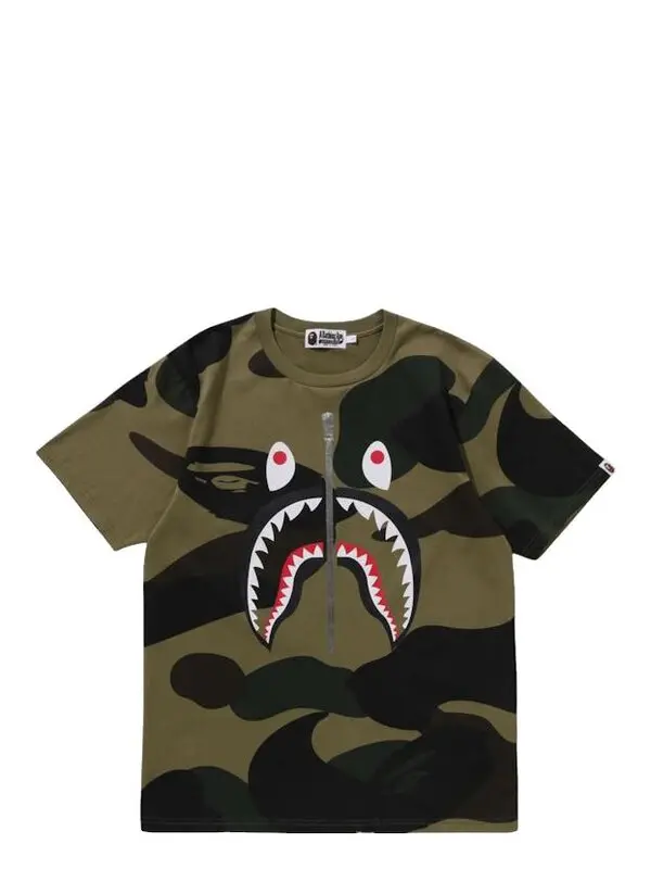 A BATHING APE Giant 1st Camo Shark Tee Shirt - Green