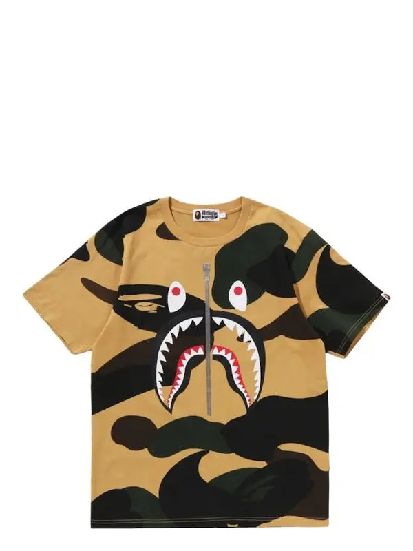 A BATHING APE Giant 1st Camo Shark Tee Shirt - Yellow