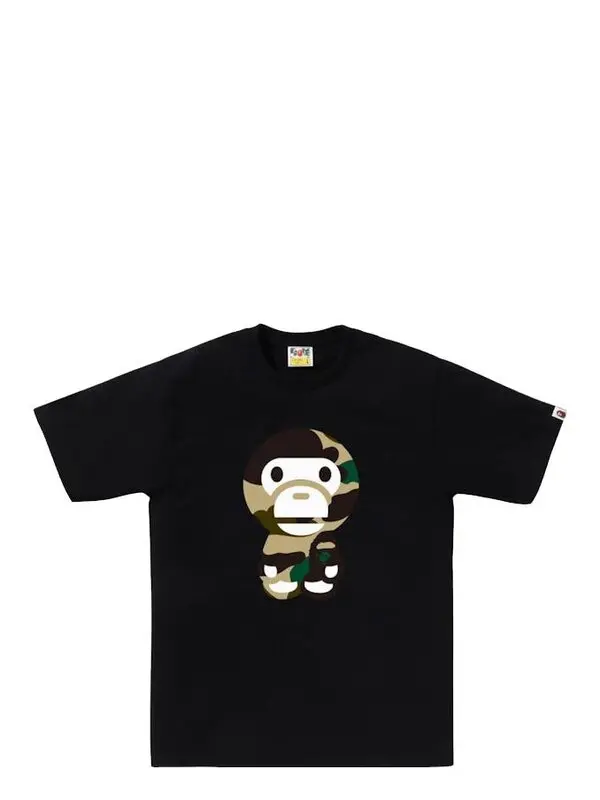 A BATHING APE Giant 1st Camo Big Baby Milo Tee Shirt - Black/yellow