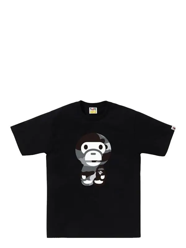 A BATHING APE Giant 1st Camo Big Baby Milo Tee Shirt - Black/grey