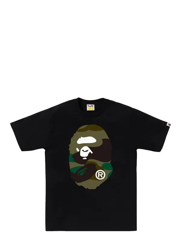 A BATHING APE Giant 1st Camo Big Ape Head Tee Shirt - Black/green
