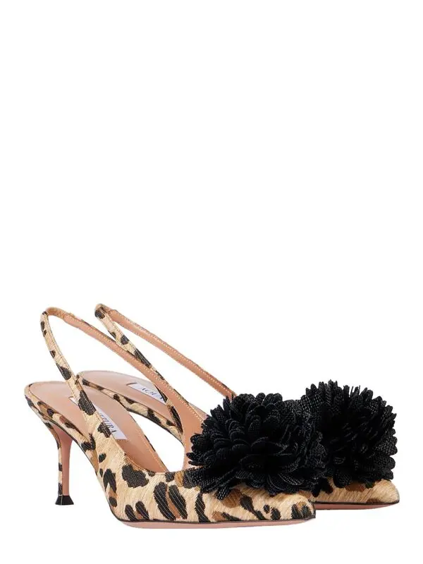 AQUAZZURA Couturier 65 Raffia Slingback Pumps - Multicoloured