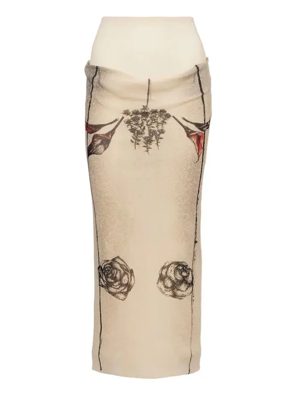 Jean Paul Gaultier Printed Jersey Midi Skirt - Multicoloured