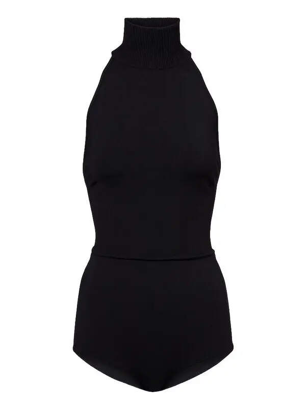 Max Mara Apogeo Knitted Turtleneck Bodysuit - Black