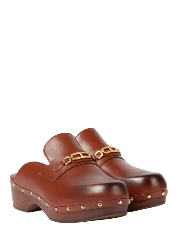 TOM FORD Whitney Leather Clogs - Brown