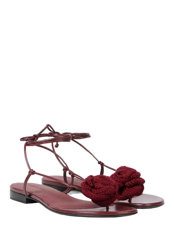 Magda Butrym Floral-appliqué Leather Sandals - Burgundy