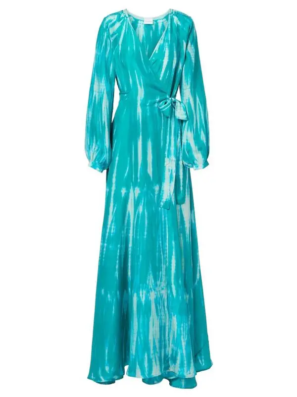 Anna Kosturova Tie-dye Silk Wrap Dress - Blue