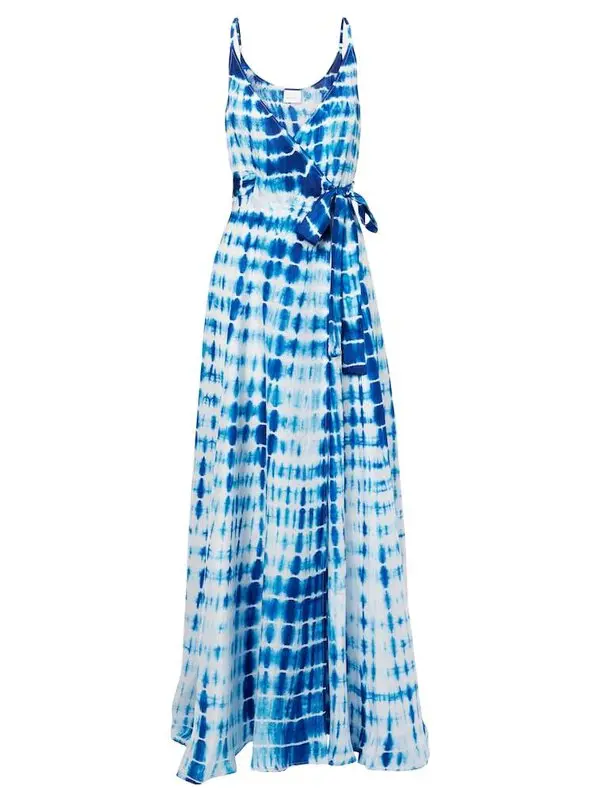 Anna Kosturova Tie-dye Silk Wrap Dress - Blue