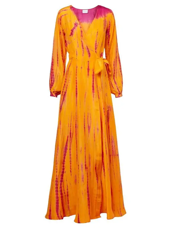Anna Kosturova Tie-dye Silk Wrap Dress - Orange