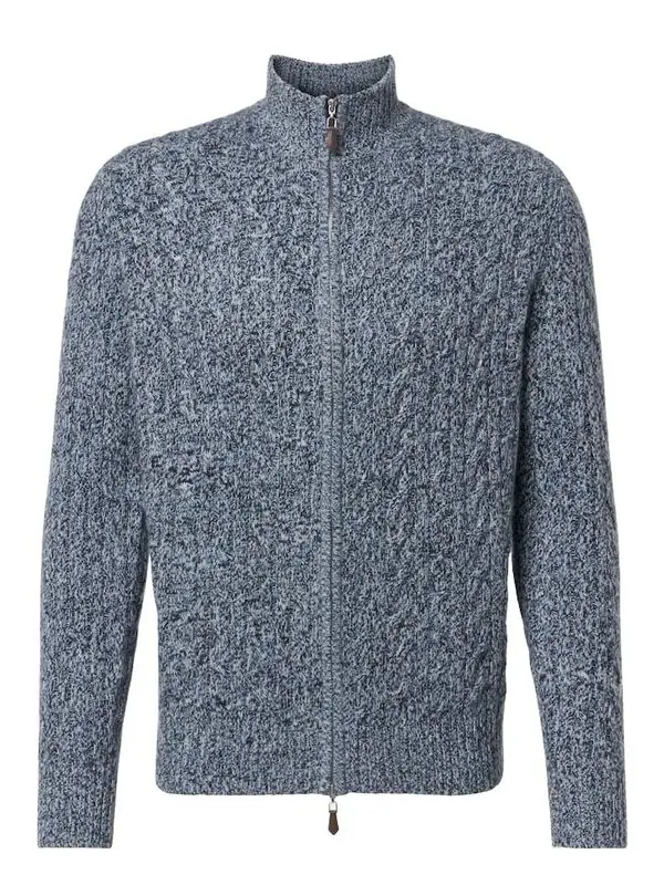 Arch4 Regent Cable-knit Cashmere Zip-up Sweater - Blue