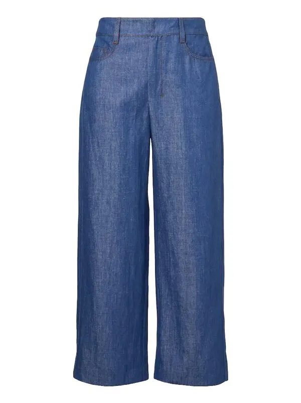 Max Mara Dante Cotton And Linen Twill Wide-leg Pants - Blue