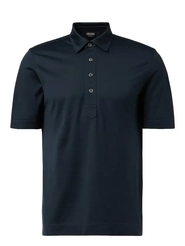 Zegna Silk And Cotton Polo Shirt - Blue