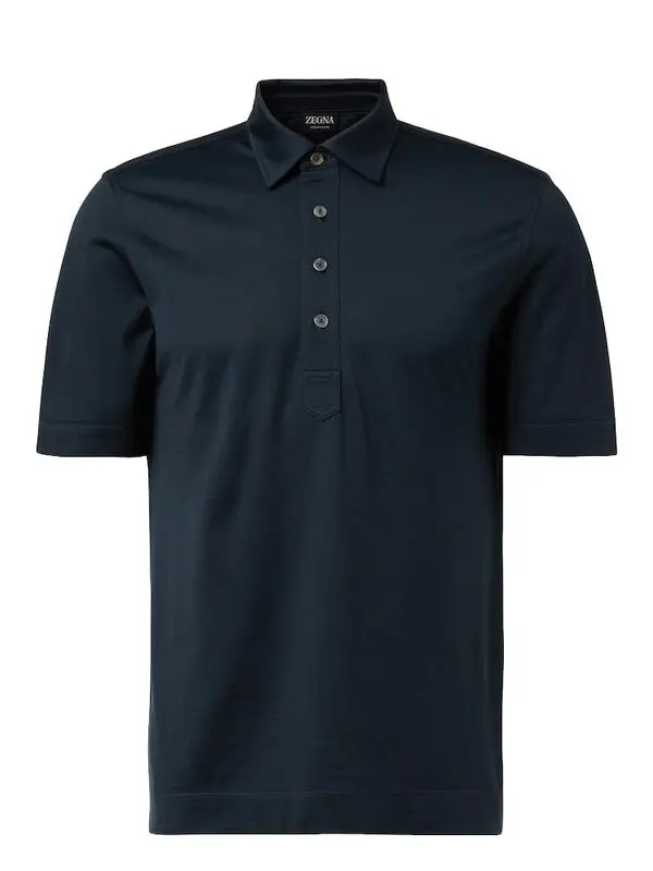 Zegna Silk And Cotton Polo Shirt - Blue