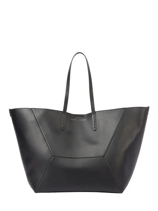 Brunello Cucinelli Bc Duo Large Leather Tote Bag - Black