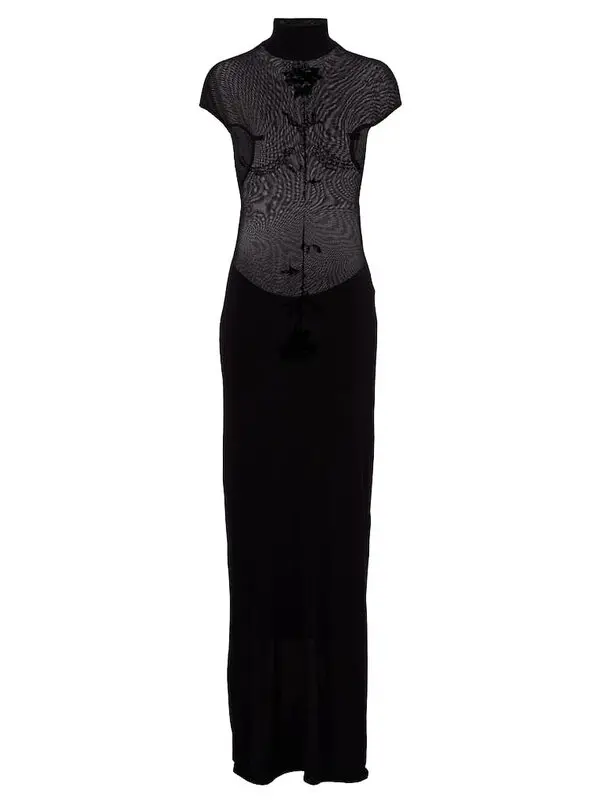 Jean Paul Gaultier Velvet Jersey Maxi Dress - Black