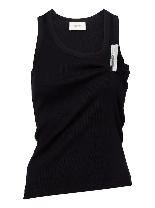 Coperni Washing Clip Cotton Jersey Tank Top - Black