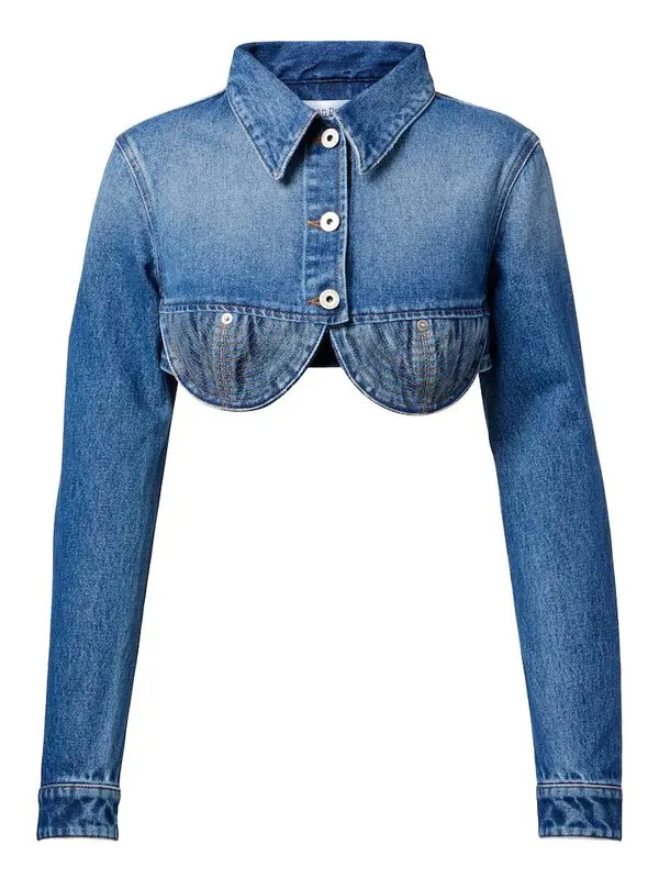 Jean Paul Gaultier Cropped Denim Jacket - Blue