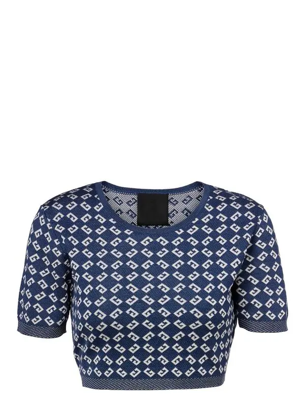 Givenchy Monogram 72 Jacquard Crop Top - Blue