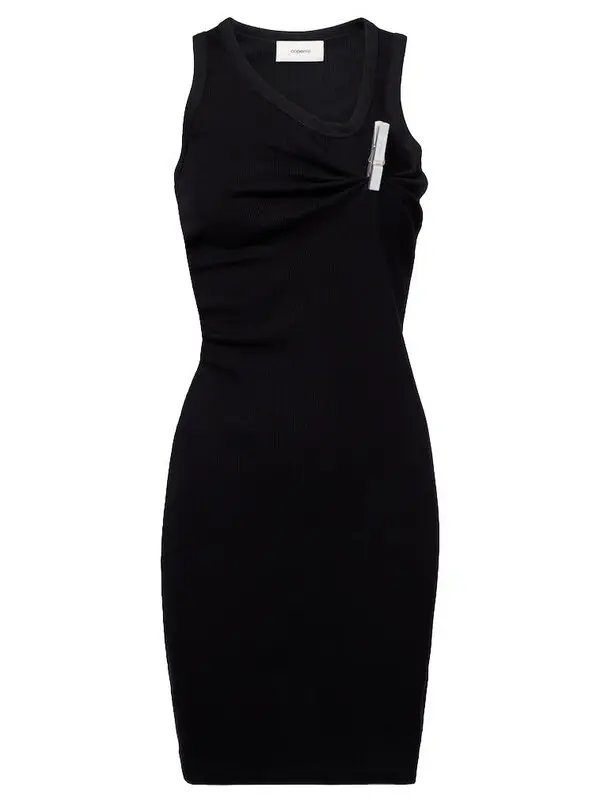Coperni Washing Clip Cotton Jersey Minidress - Black