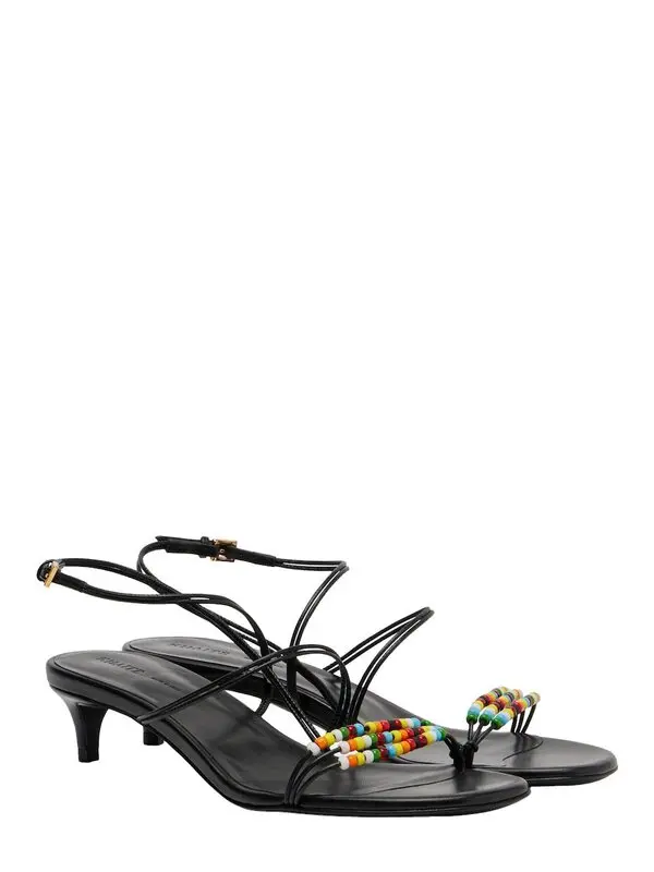Khaite Loop 35 Beaded Leather Sandals - Black