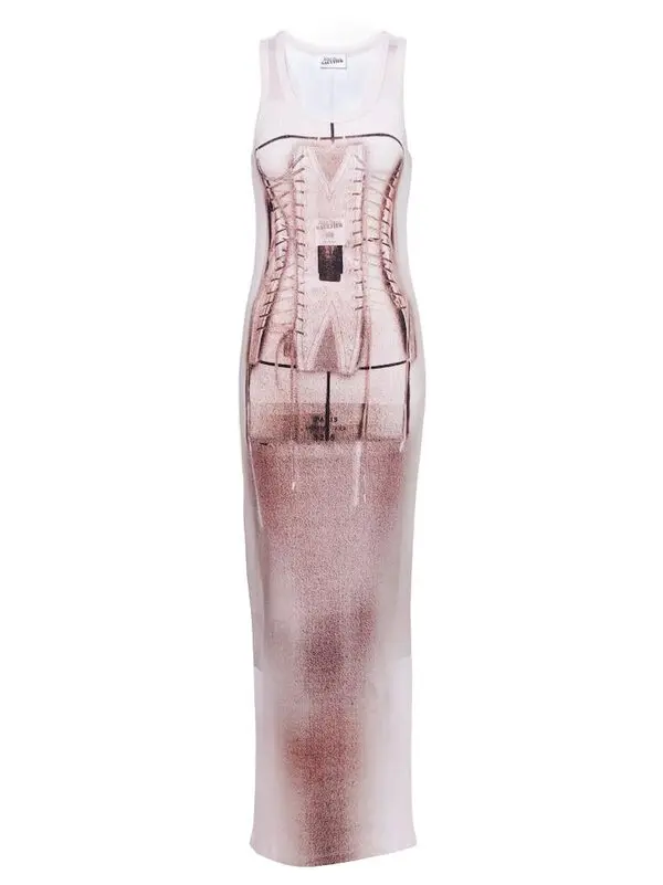 Jean Paul Gaultier Trompe L'oeil Maxi Dress - Pink