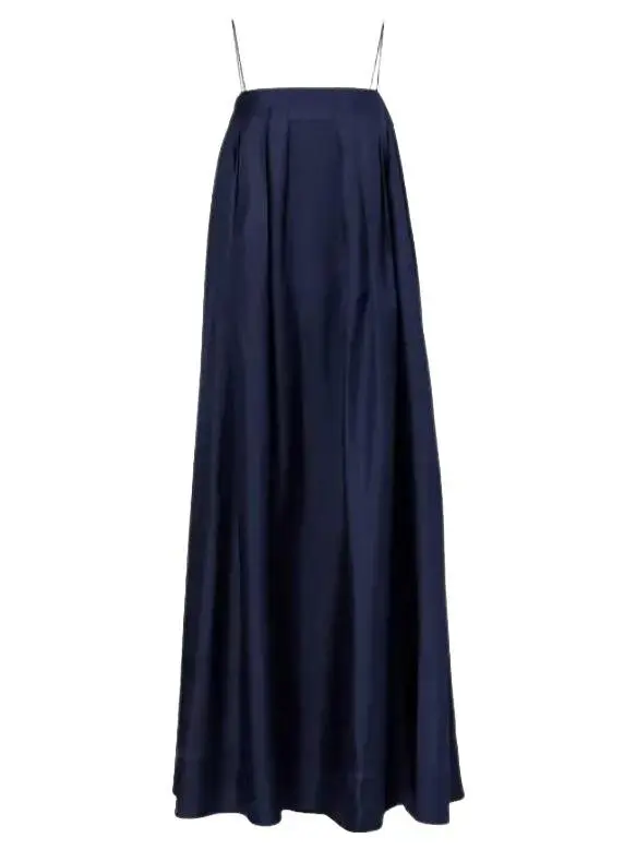 Asceno Heather Pleated Maxi Dress - Blue