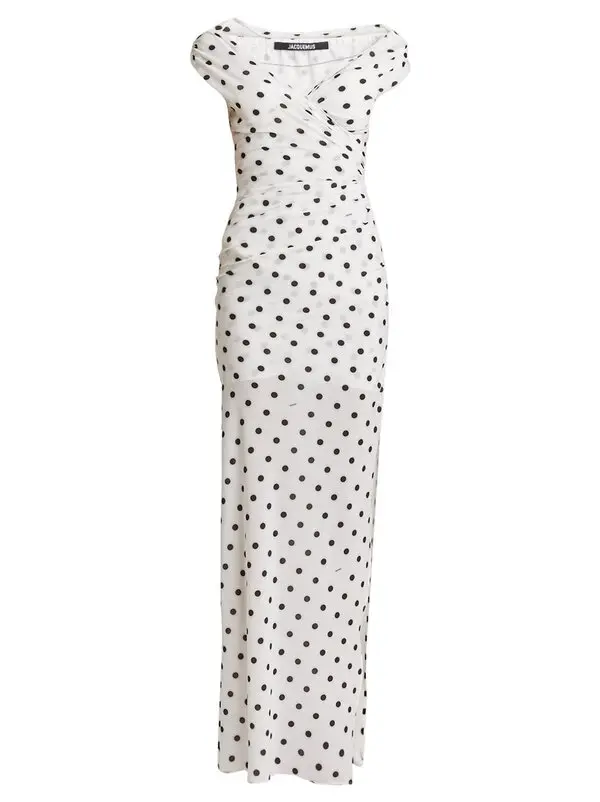 Jacquemus Rita Polka-dot Gown - Print Dots Logo White  B