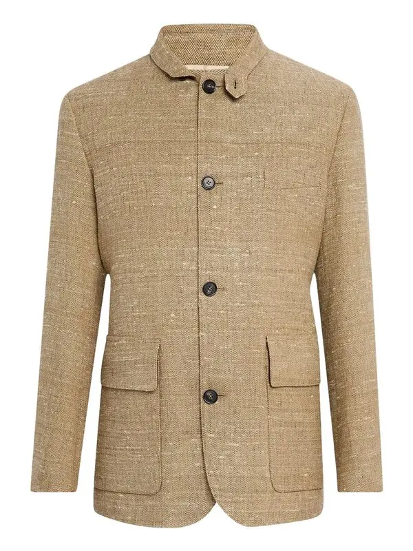Loro Piana Linen And Silk Roadster Jacket - Brown Beige Tweed