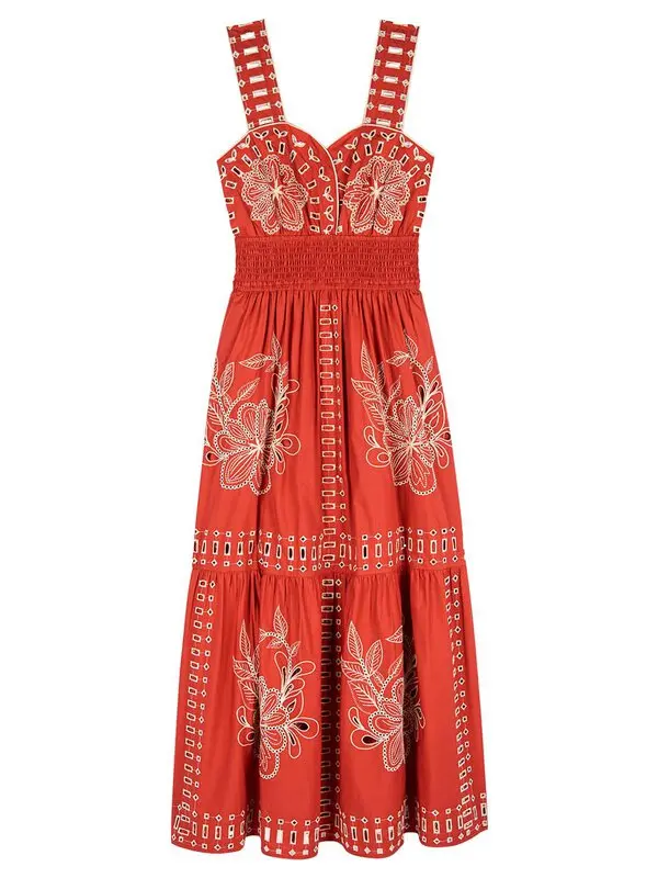 Rails Fawn Embroidered Midi Dress - Terracotta