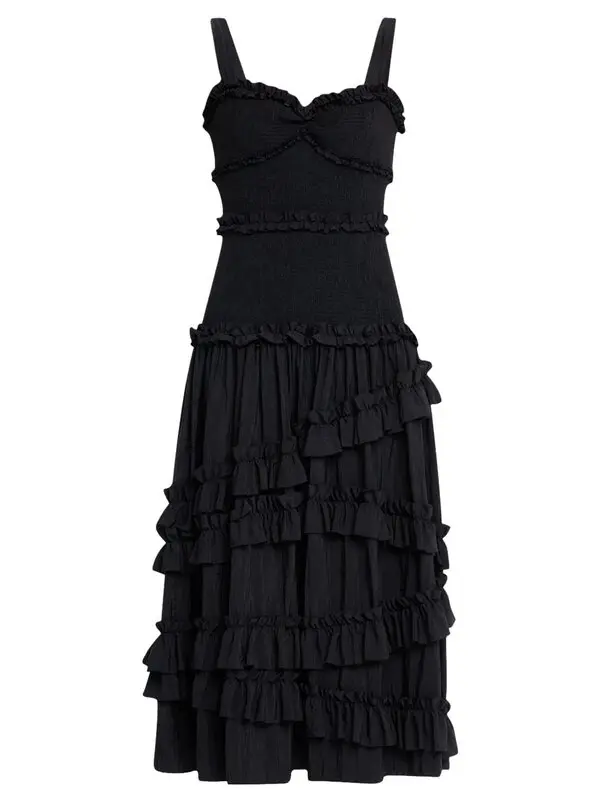 Cinq À Sept Ordina Sleeveless Smocked Midi Dress - Black