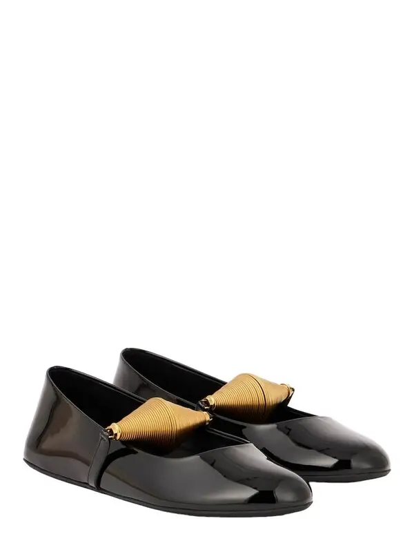 Alaïa Embellished Patent Leather Ballet Flats - Black