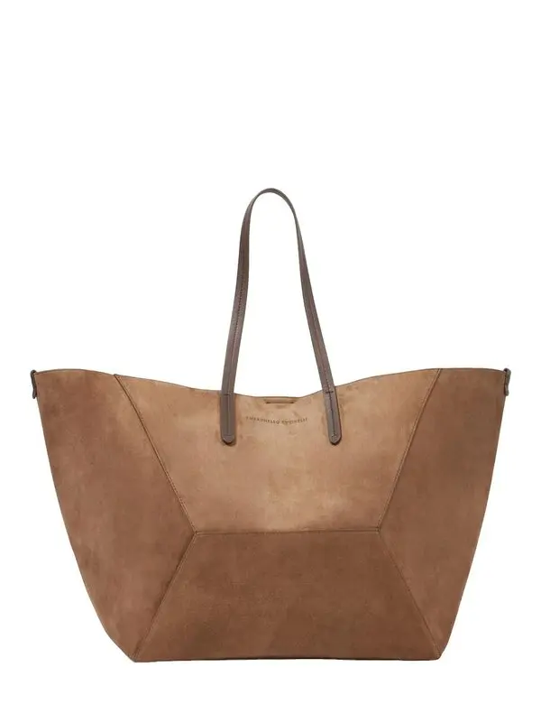 Brunello Cucinelli Large Suede Tote Bag - Brown